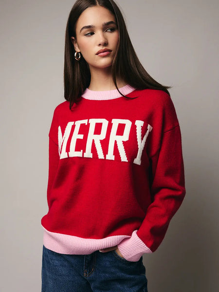Merry Sweater in Red and Pink – Polka Dots Boutique